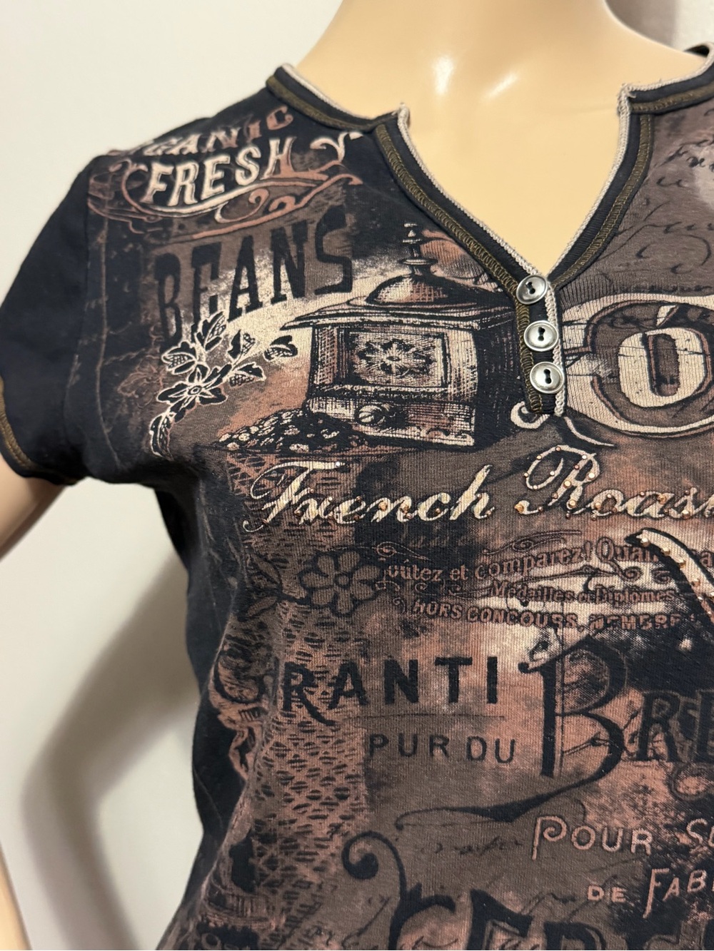 Blue Canyon Clothing Graphic Rhinestone Coffee Print … - Gem